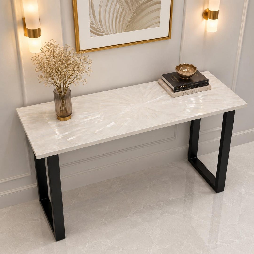 Selenite Console Table Handmade Crystal Stone Entryway Furniture Luxury ...