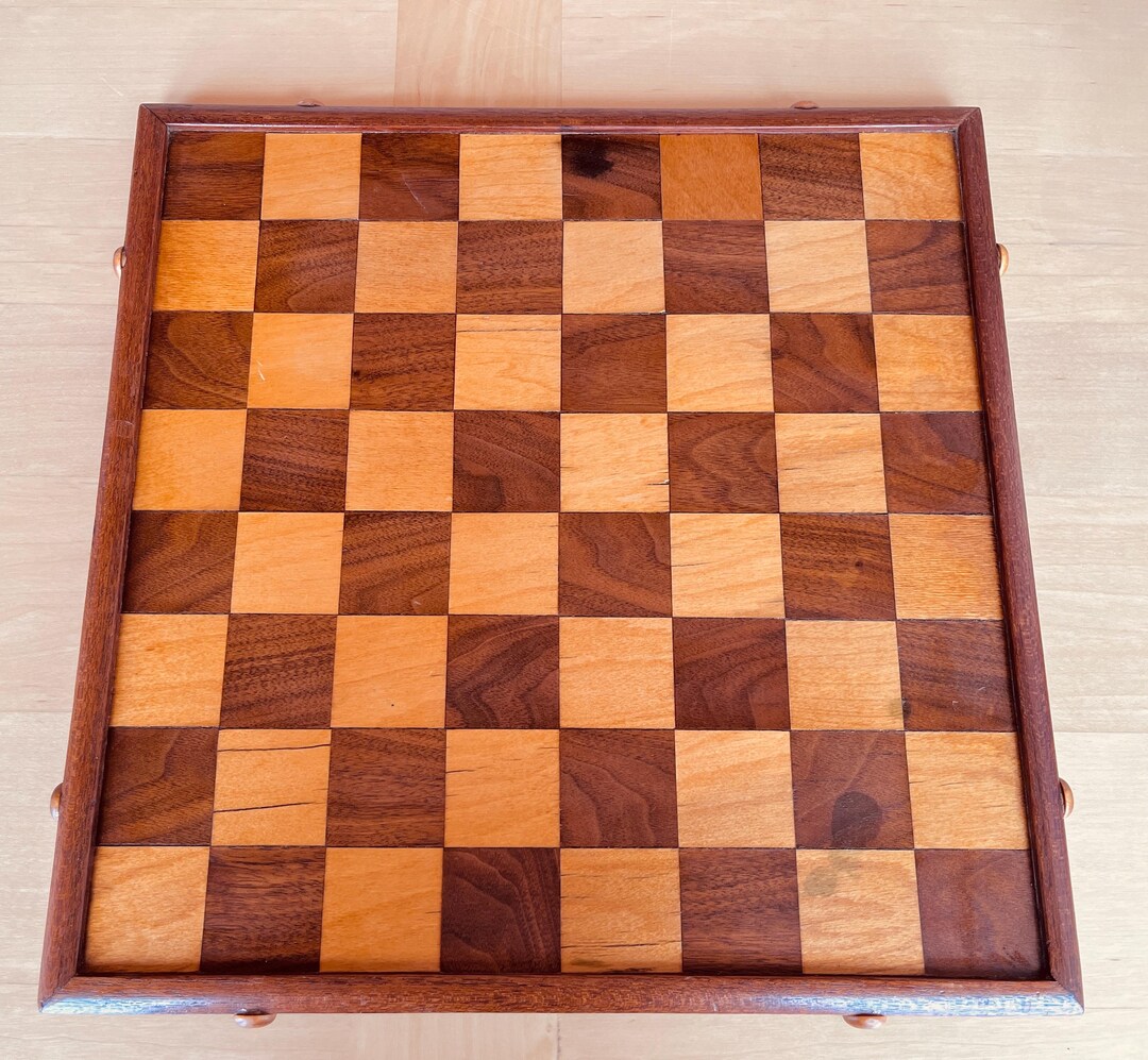 Hand Made Wood Inlay Checker & Backgammon Reversable Board - Etsy
