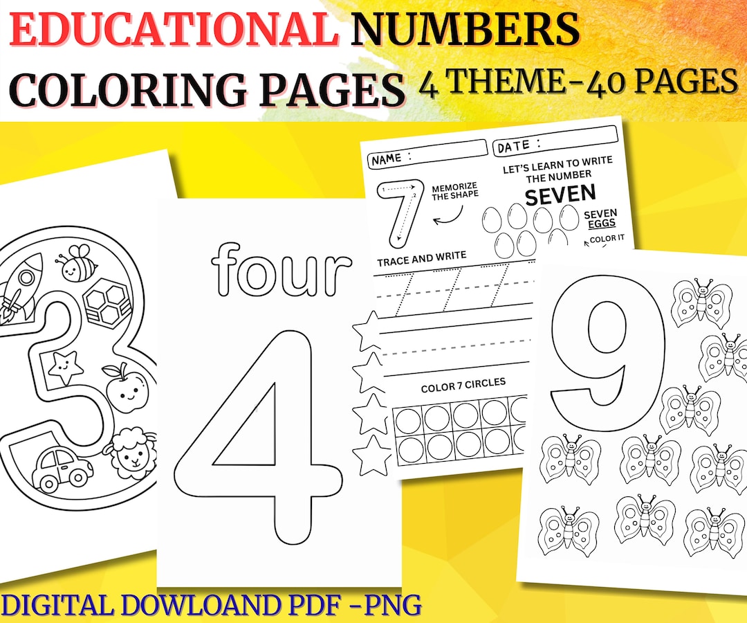 Number Coloring Pages 1-10 – Fun Learning Activities (digital Download ...