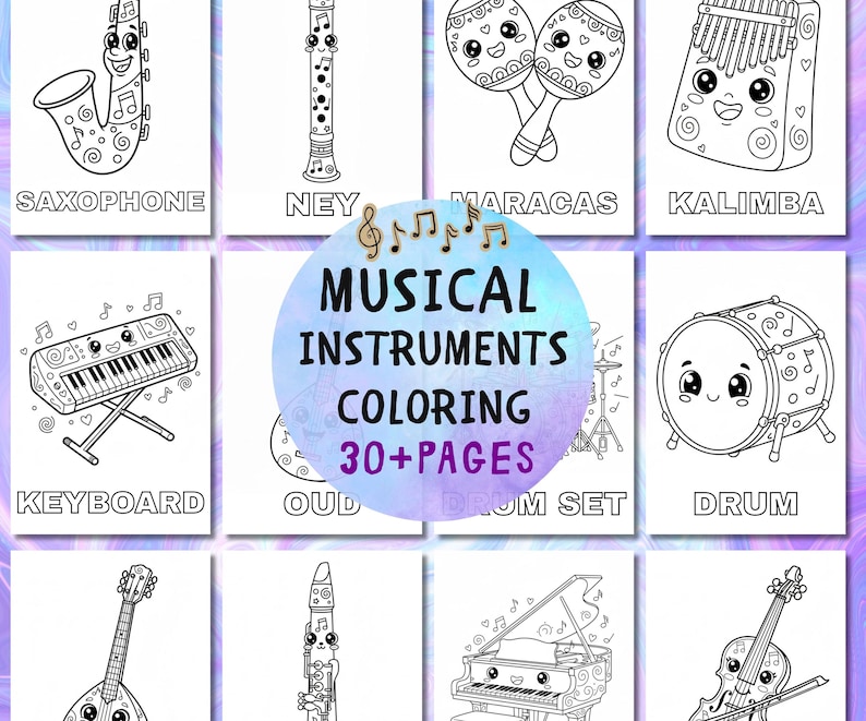Musical Instruments Coloring Pages | Educational Music Worksheets for ...