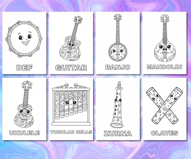 Musical Instruments Coloring Pages | Educational Music Worksheets for ...