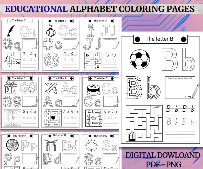 Alphabet Coloring Pages for Kids | Educational ABC Worksheets ...