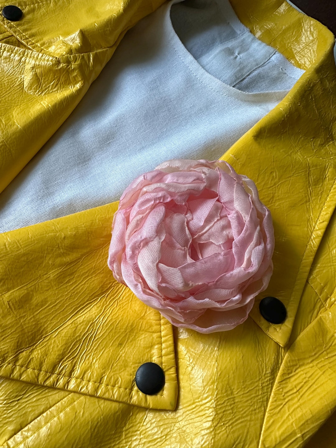 Light Pink Chiffon Flower Brooch – Handmade Soft Pink Floral Hair Clip ...