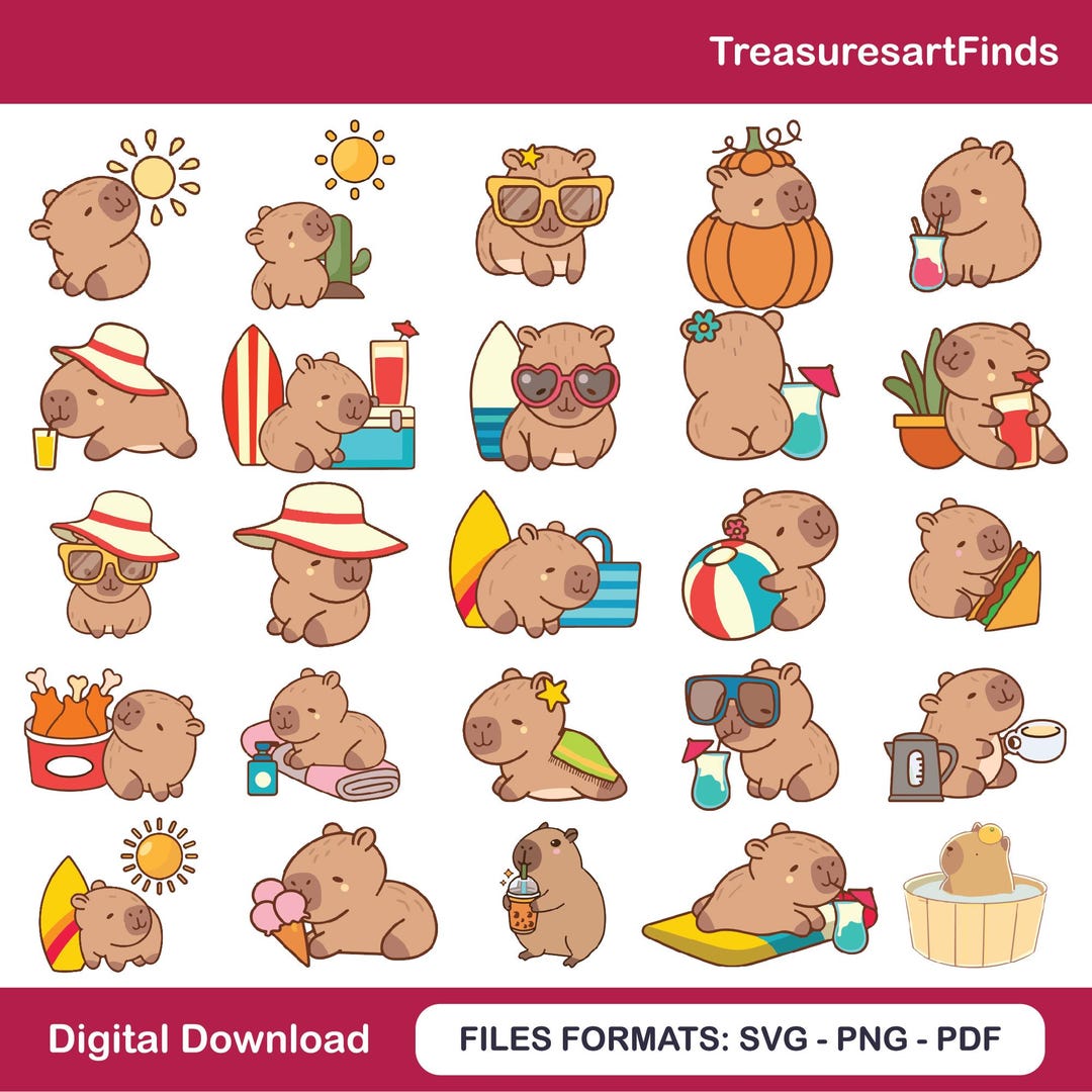 Cute Capybara SVG Bundle,instant Digital Download for Cricut ...