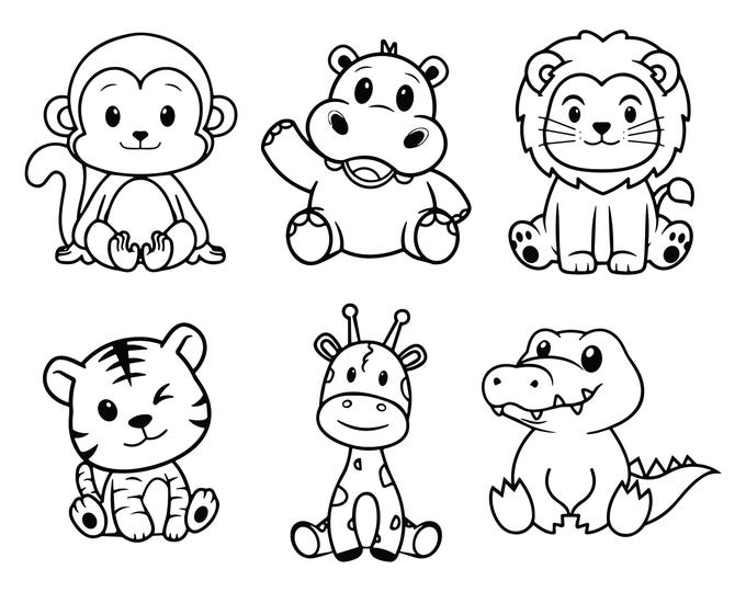 Safari Animals Outline SVG Cut File Cricut Silhouette Cute African ...