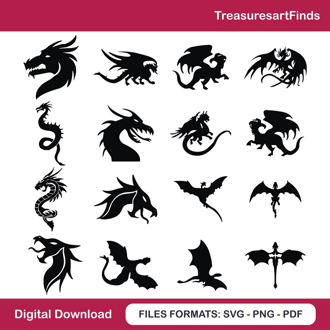 Dragon SVG Bundle, Dragons SVG, Medieval Svg, Fire Dragon Svg ...