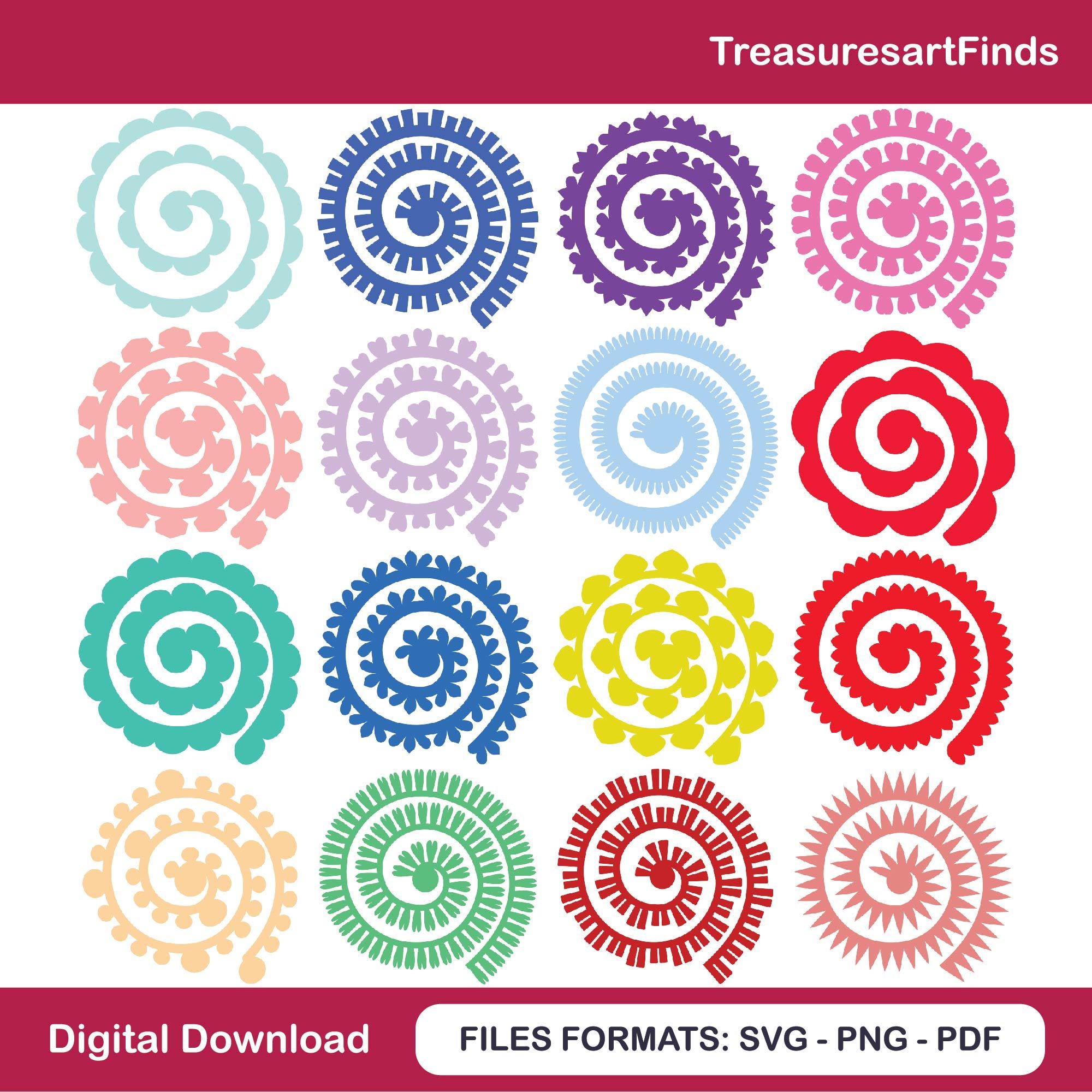 Rolled Flower SVG Bundle, Paper Flower Template, Cricut Flowers Svg ...