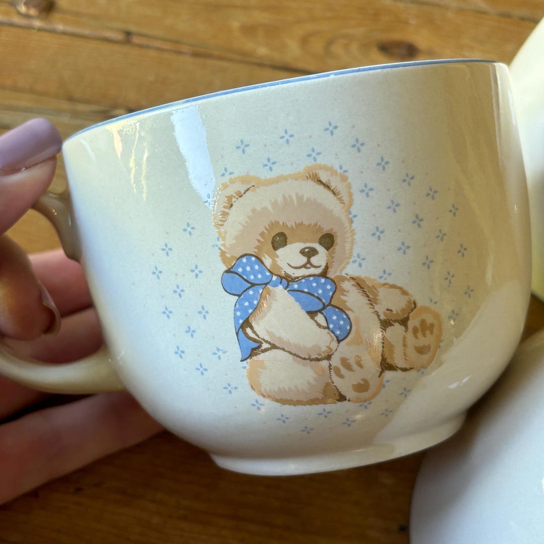 Teddy Bear Coffee Mugs, Large Coffee Mugs, Soup Bowl, Tienshan Vintage ...