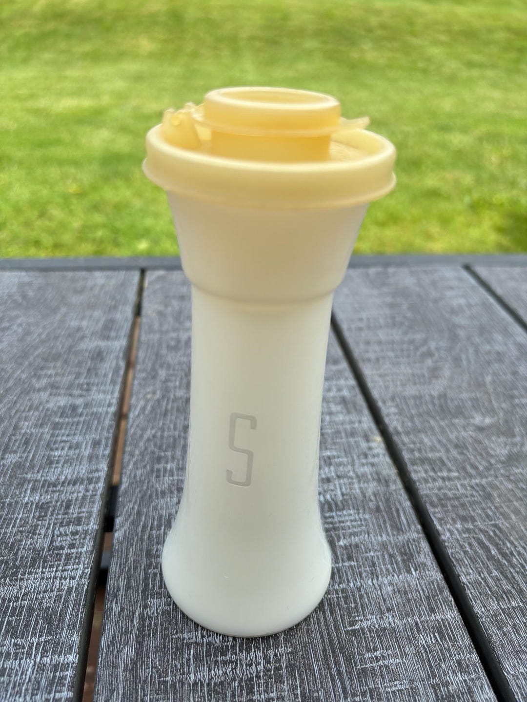 Tupperware Vintage Salt Shaker. Tall White Salt Shaker, Hinged Lid ...