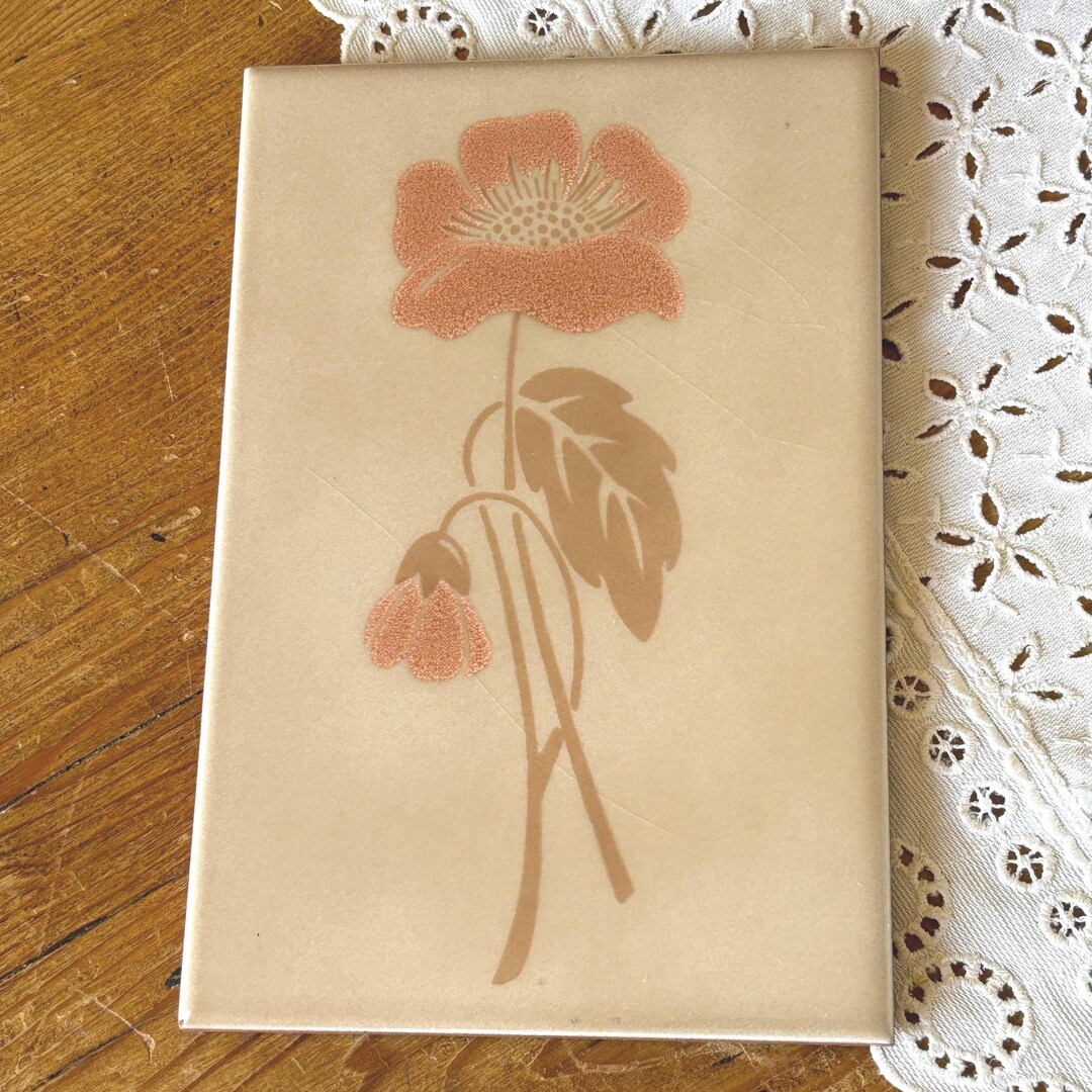 Vintage Italian Ceramic Tile, Ragno Tiles, Pink Poppies on a Long Stem ...