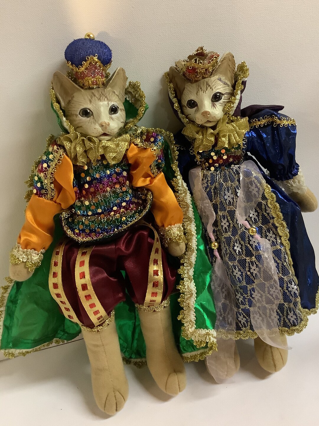 King Queen Cats in Victorian Renaissance Royal Attire Dolls With Bisque ...