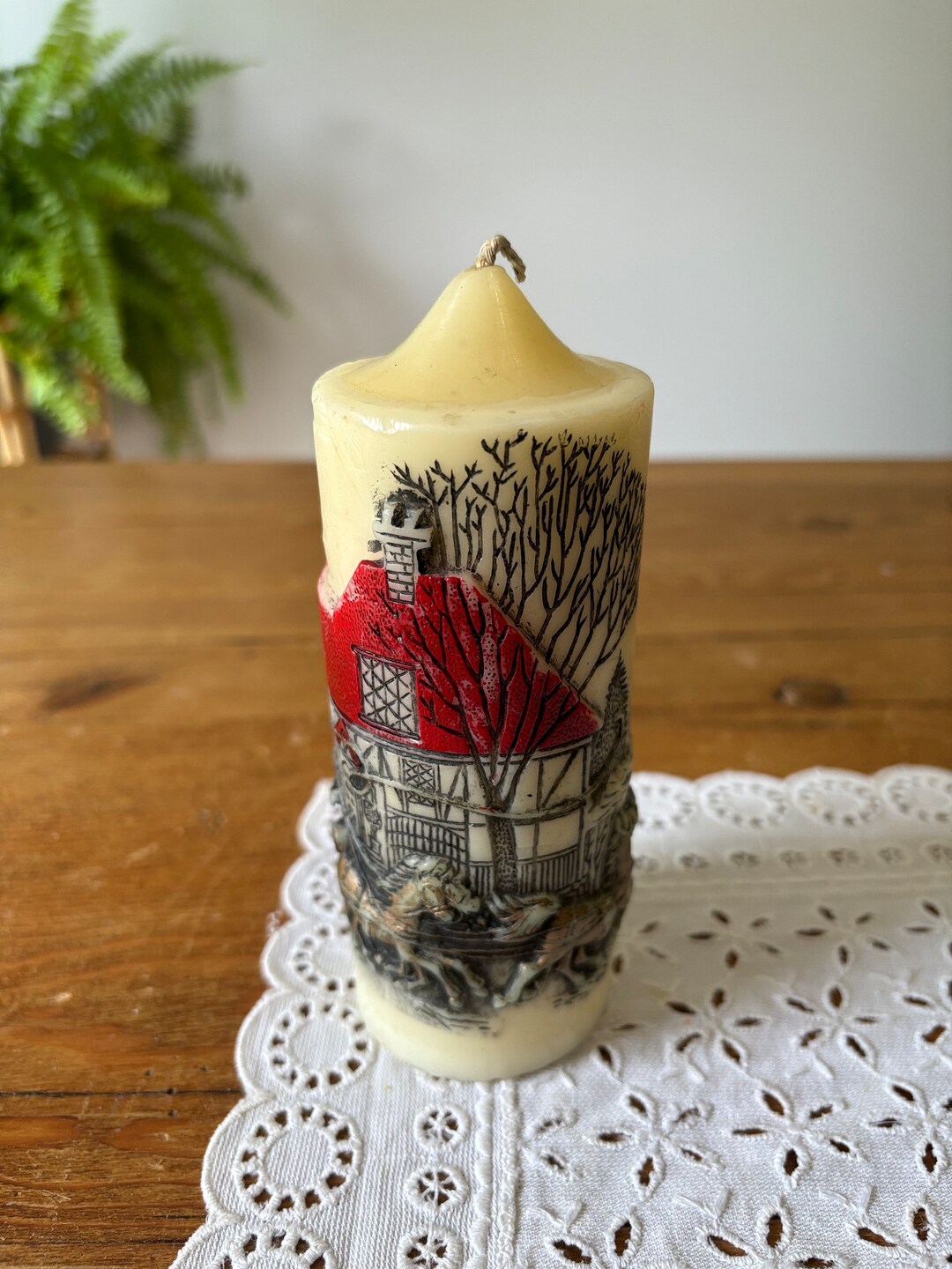 Vintage Christmas Candle, Victorian Era Carriage Pulled by Four Horses ...