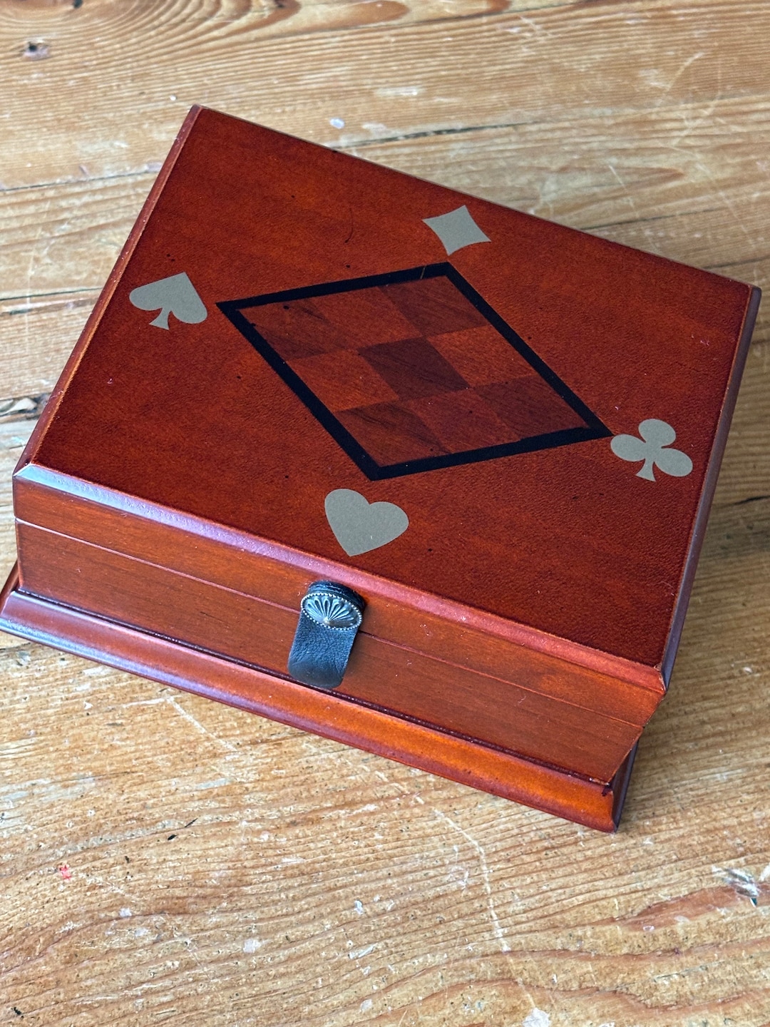 Vintage Playing Cards Box, Poker Cards Box, Bombay Company Solid Cherry ...