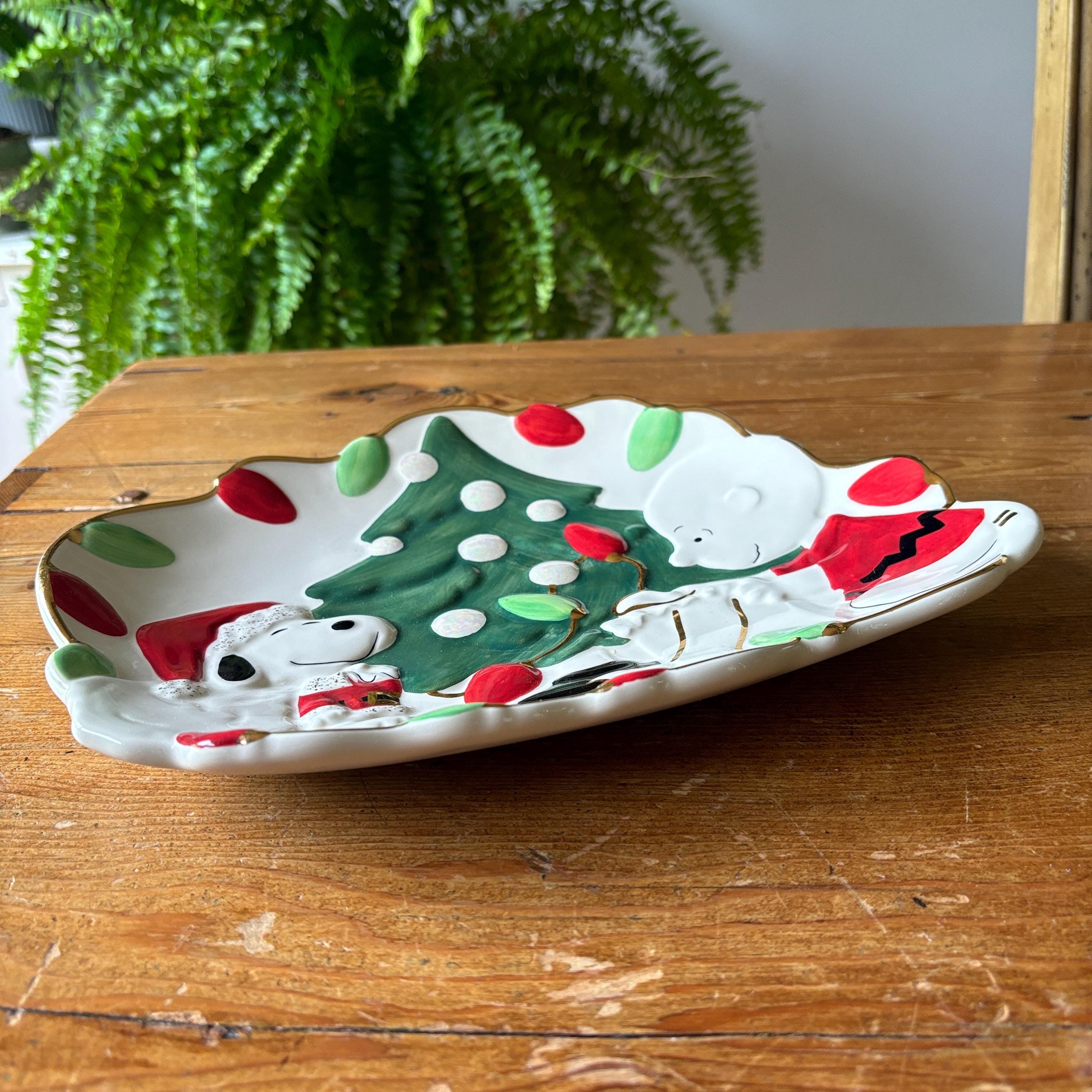 Vintage Lenox Snoopy Peanuts, Charlie Brown, Christmas Canapé Plate ...