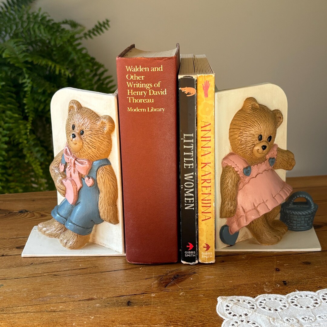 Vintage Teddy Bear Bookends, Burwood Products, Home Interior Teddy ...