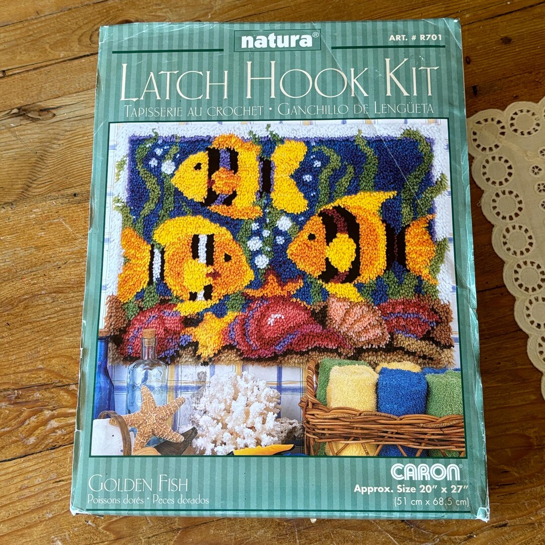 Latch Hook Kit, CARON, Latch Hook Rug Kit, Golden Fish, Approx Finished ...