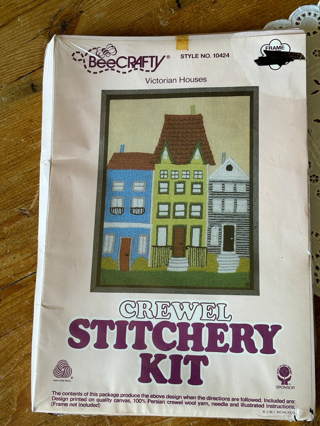 Vintage Crewel Stitchery Kit, Victorian Houses, Kit Still Wrapped in ...