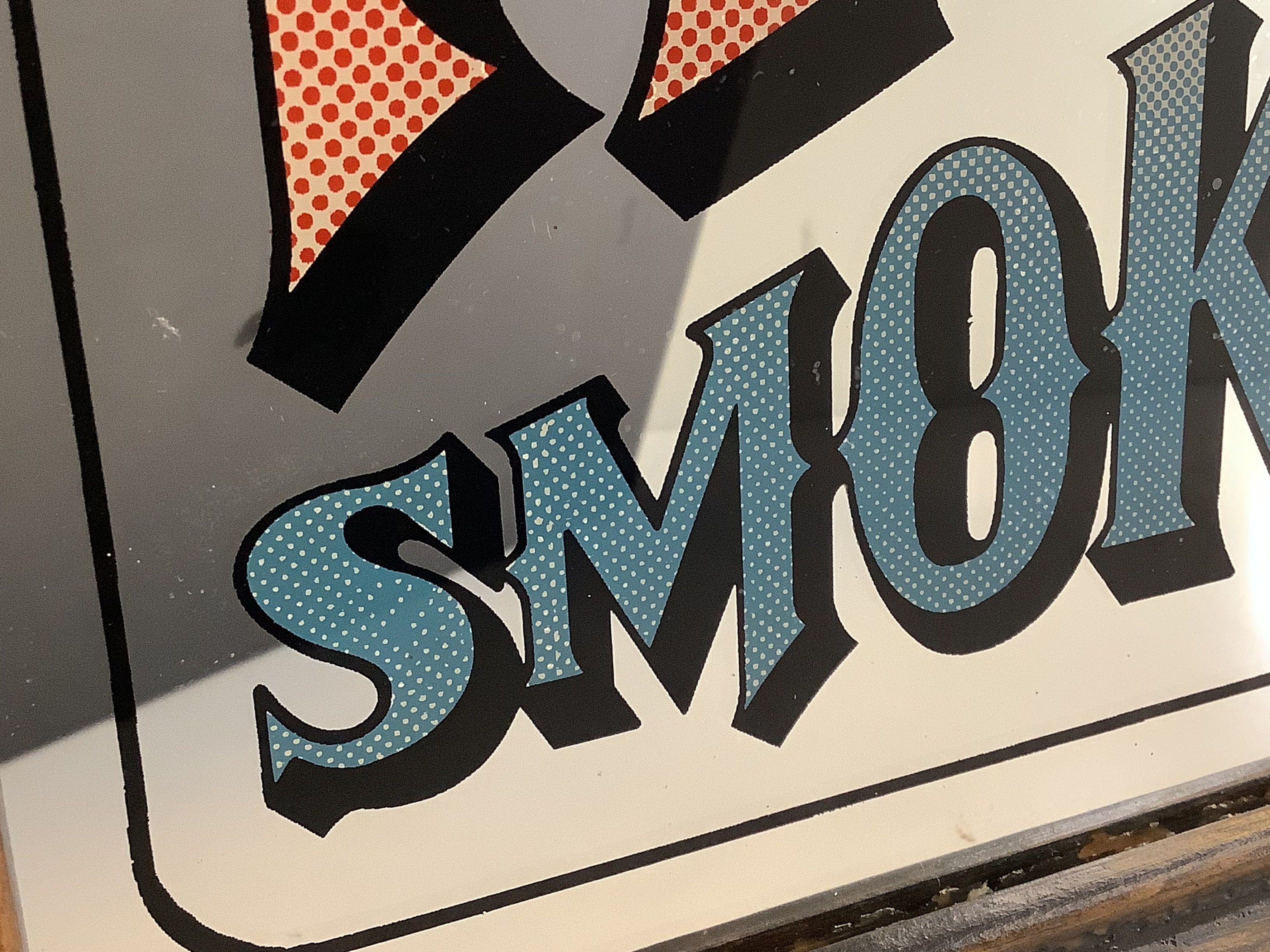 Vintage Bar Sign No Smoking Mirror Framed in Solid Wood Deep Walnut ...