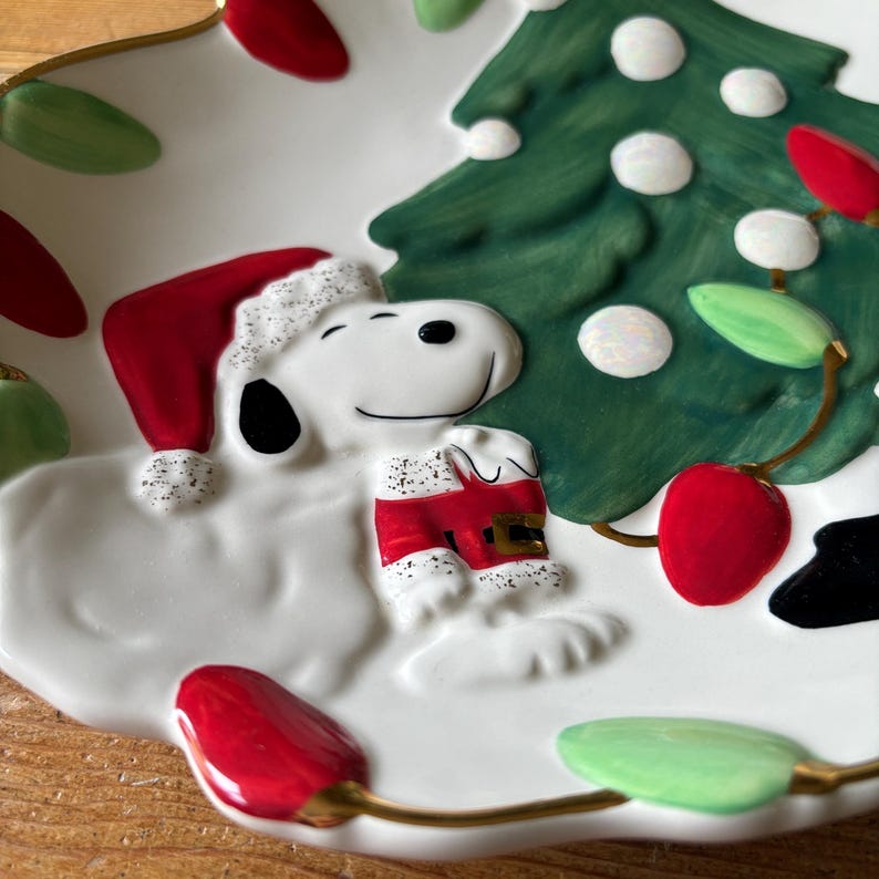 Vintage Lenox Snoopy Peanuts, Charlie Brown, Christmas Canapé Plate ...