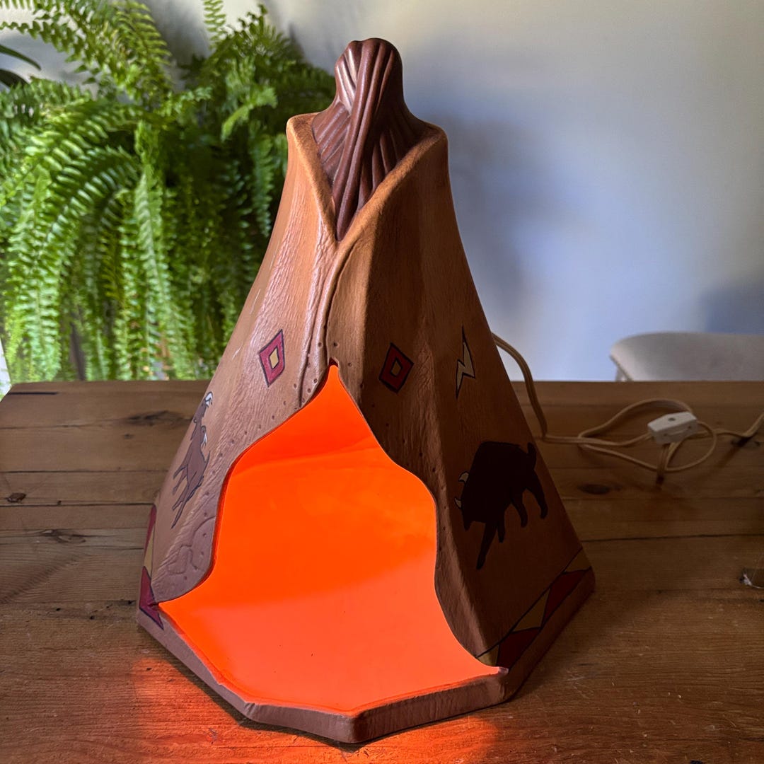 Teepee Lamp, 13” Tall Ceramic Table Lamp, Nightlight, Handmade ...