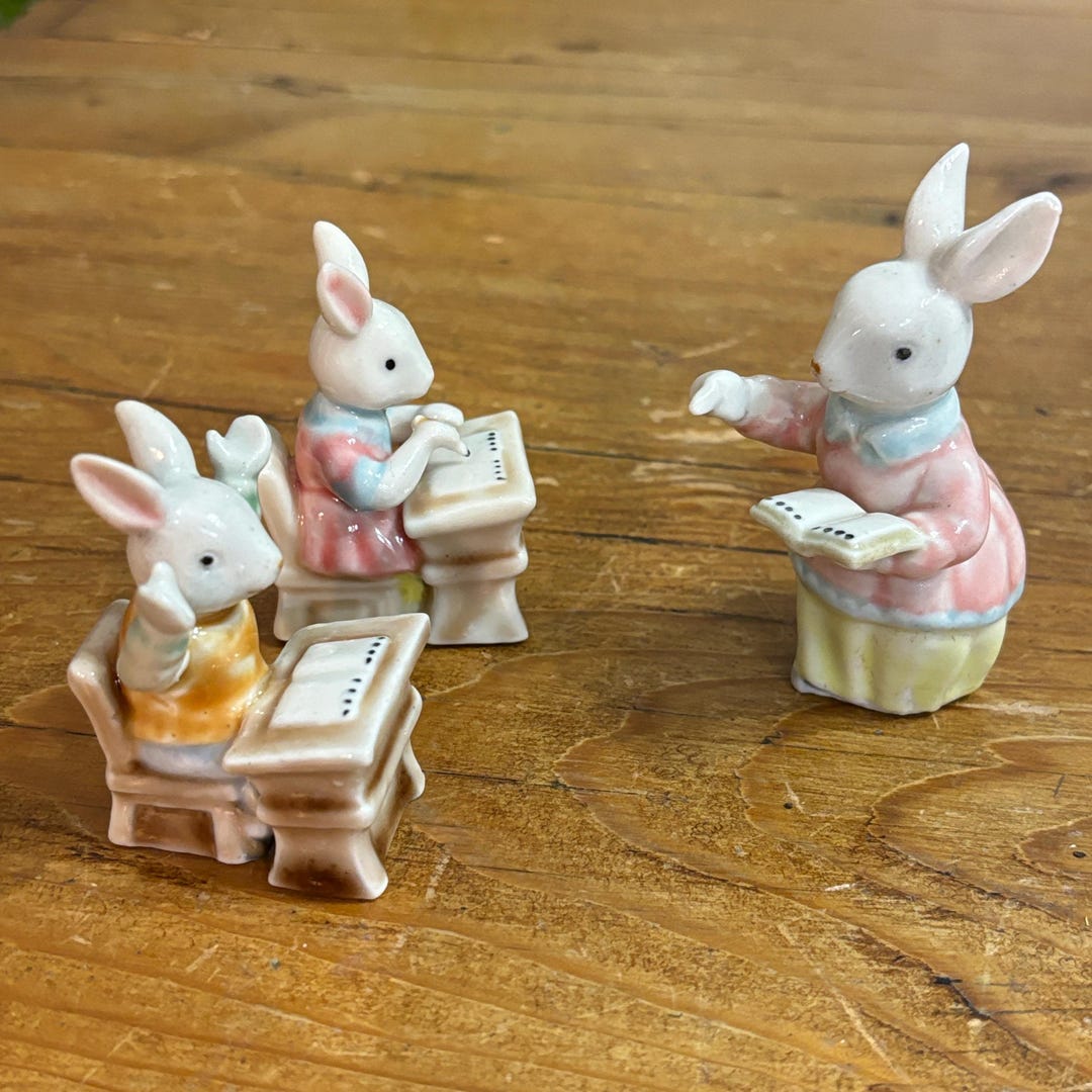 Vintage Bunnies, Teacher Bunny, Student Bunnies, Teacher and Two ...
