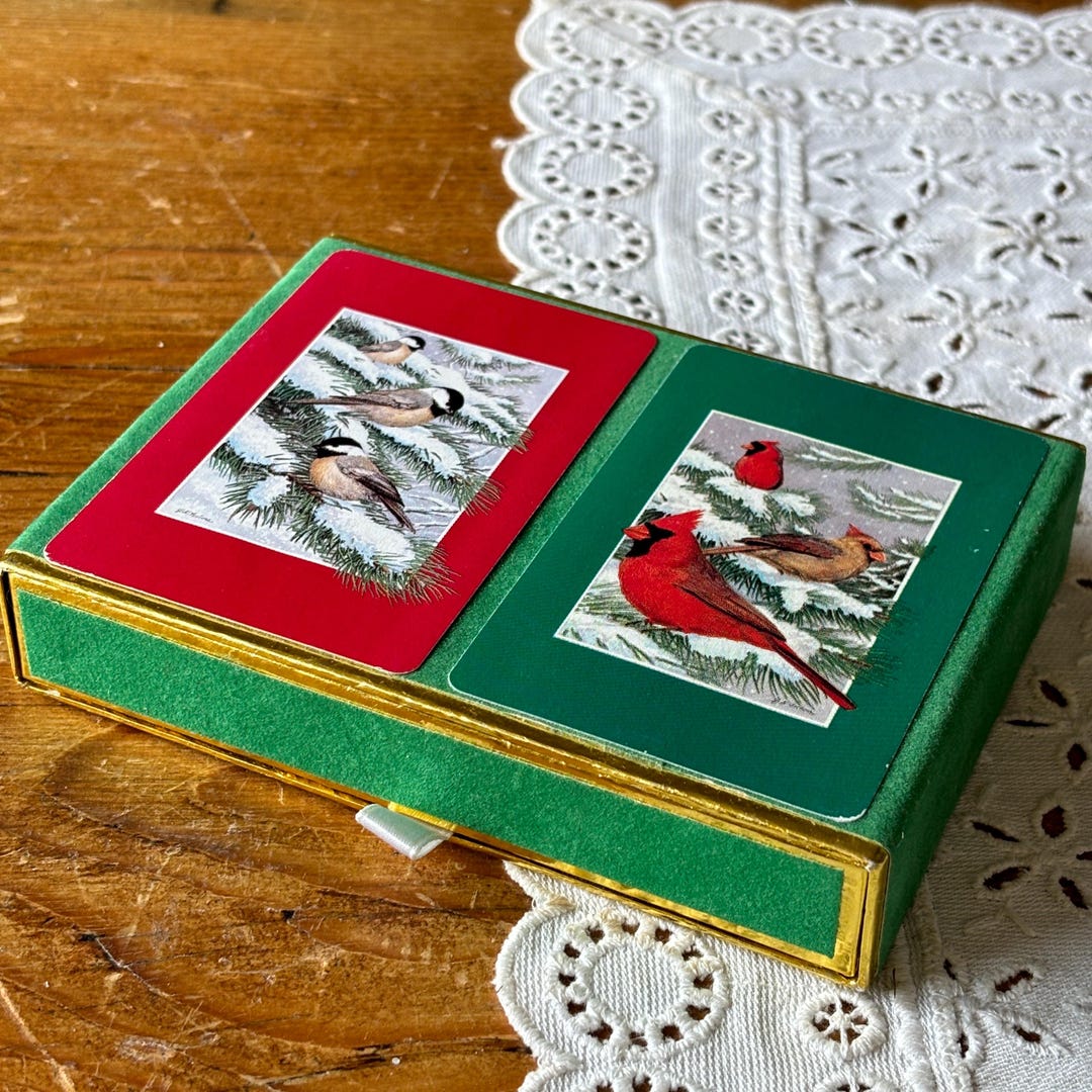 Red Cardinal, Christmas Winter Cardinals, Vintage Playing Cards, Two ...