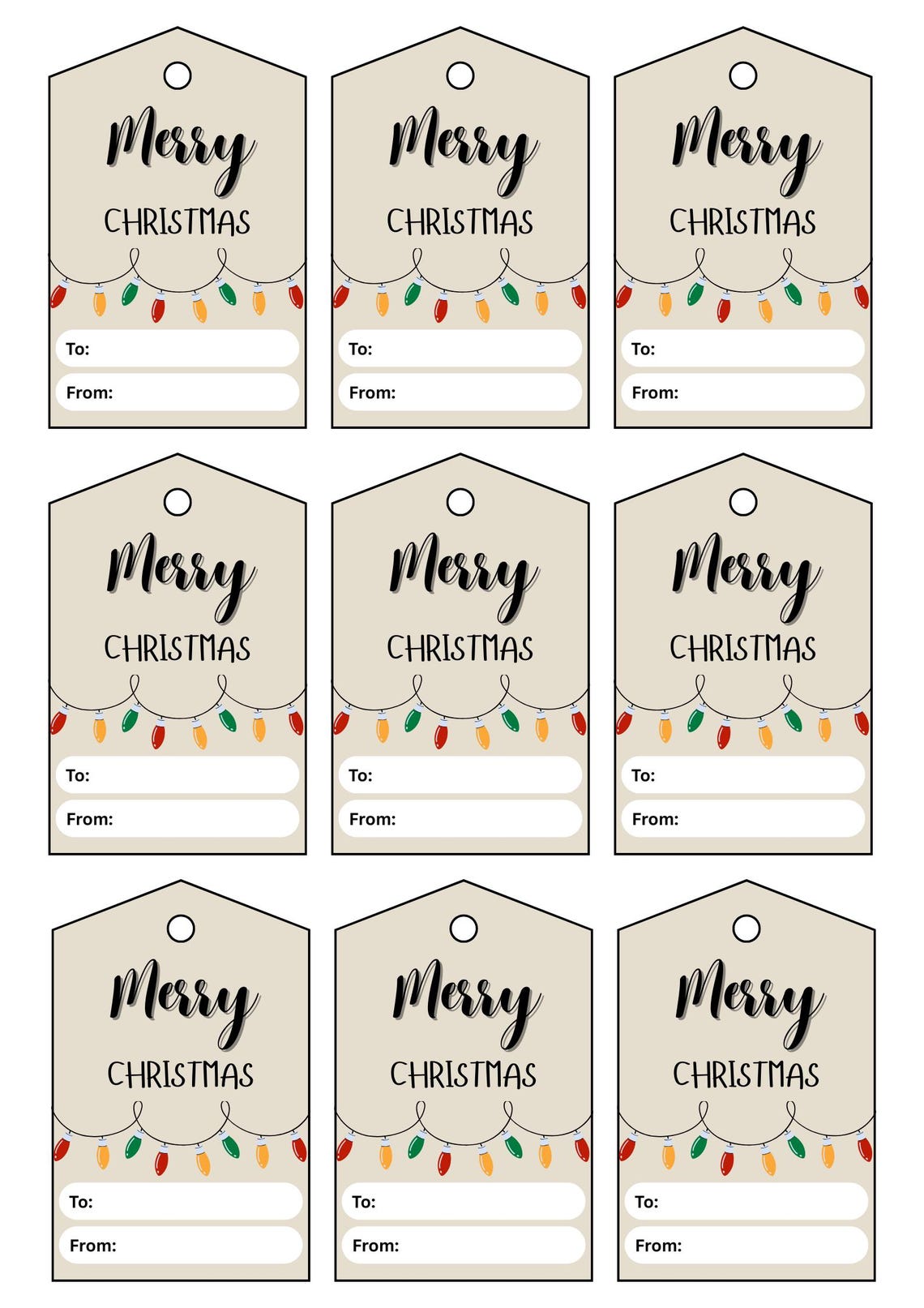 Merry Christmas Gift Tags Printable Instant Download - Etsy