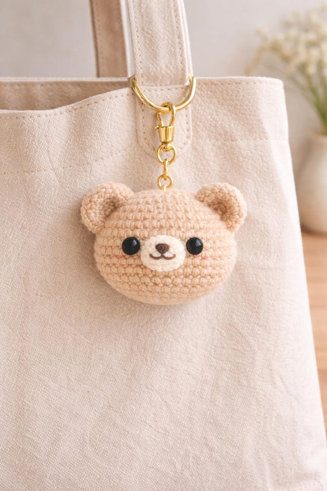 Crochet Teddy Bear Head Keychain Pattern PDF | Easy Beginner Amigurumi ...