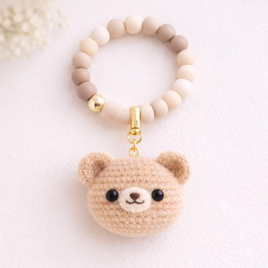 Crochet Teddy Bear Head Keychain Pattern PDF | Easy Beginner Amigurumi ...