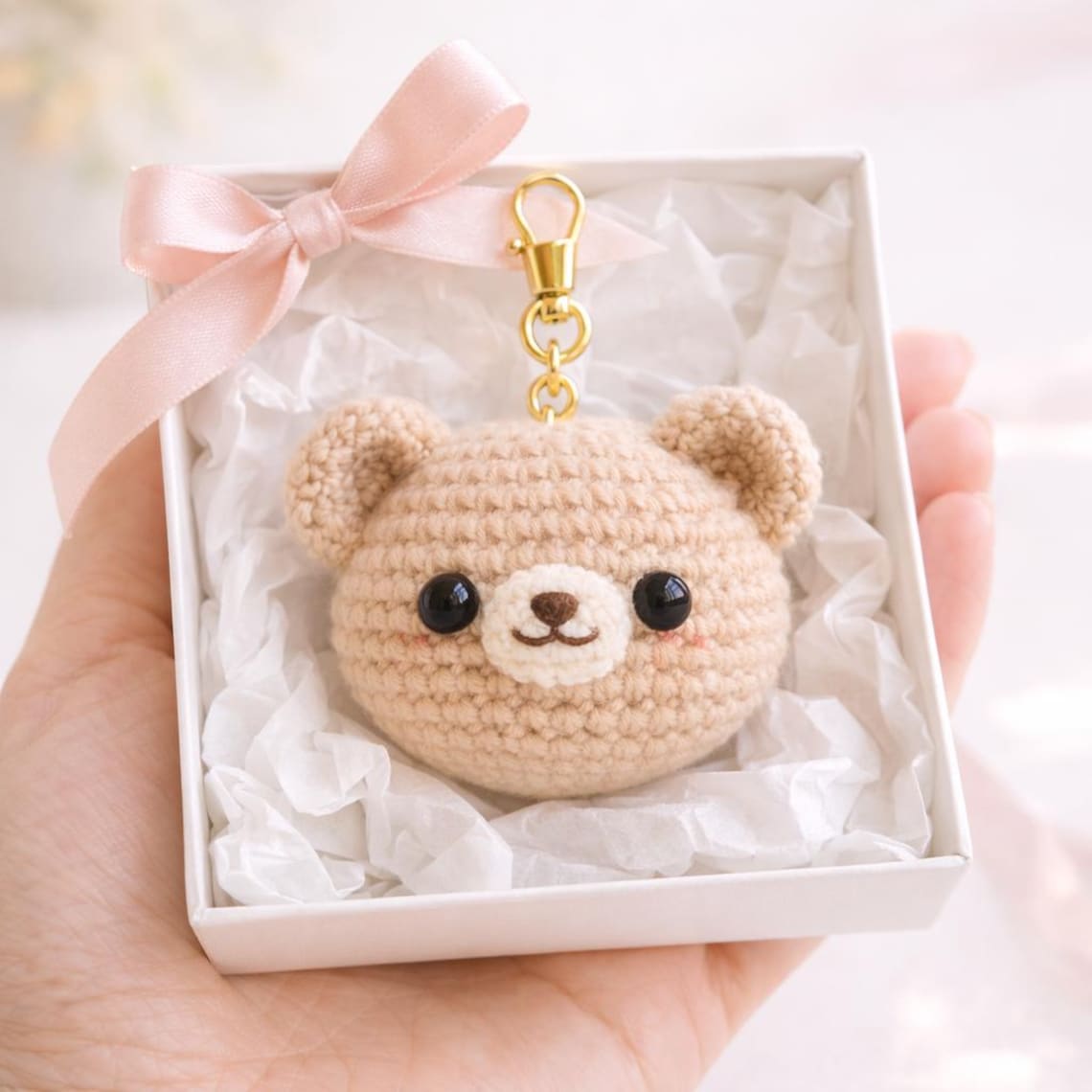 Crochet Teddy Bear Head Keychain Pattern PDF | Easy Beginner Amigurumi ...