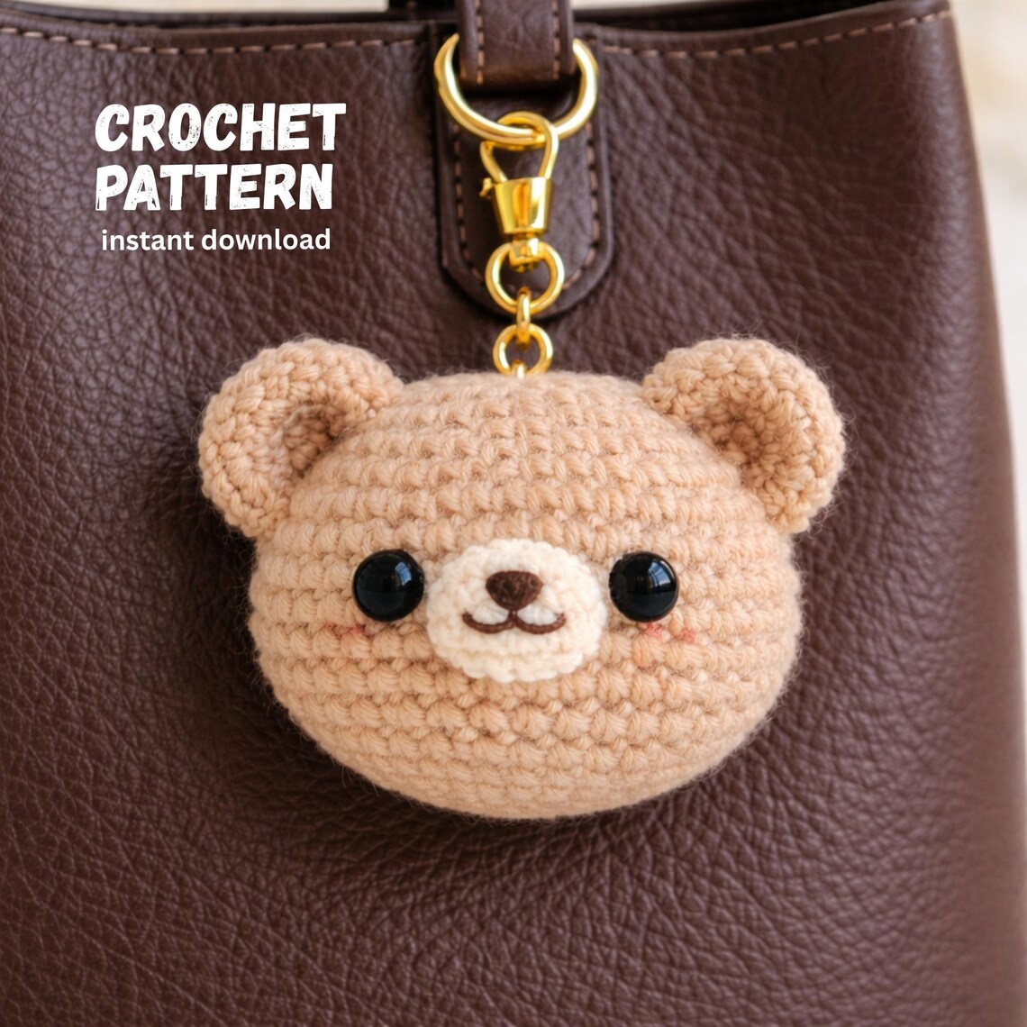 Crochet Teddy Bear Head Keychain Pattern PDF | Easy Beginner Amigurumi ...