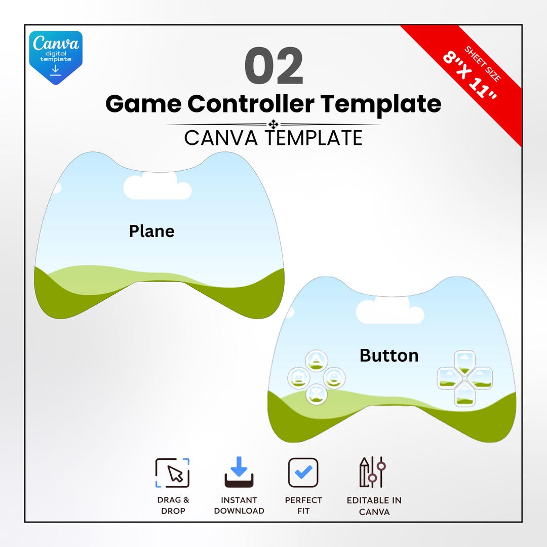 Gaming Controller Party Template, Editable Canva Game Controller Cutout ...