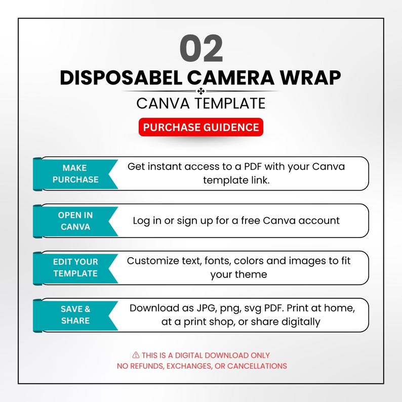 Disposable Camera Wrap Template Canva Editable, Film Camera Cover ...