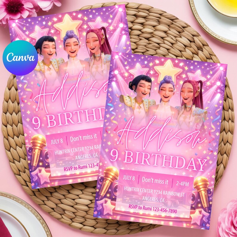 K-pop Birthday Invitation Template, Kpop Idol Birthday Party Invitation ...