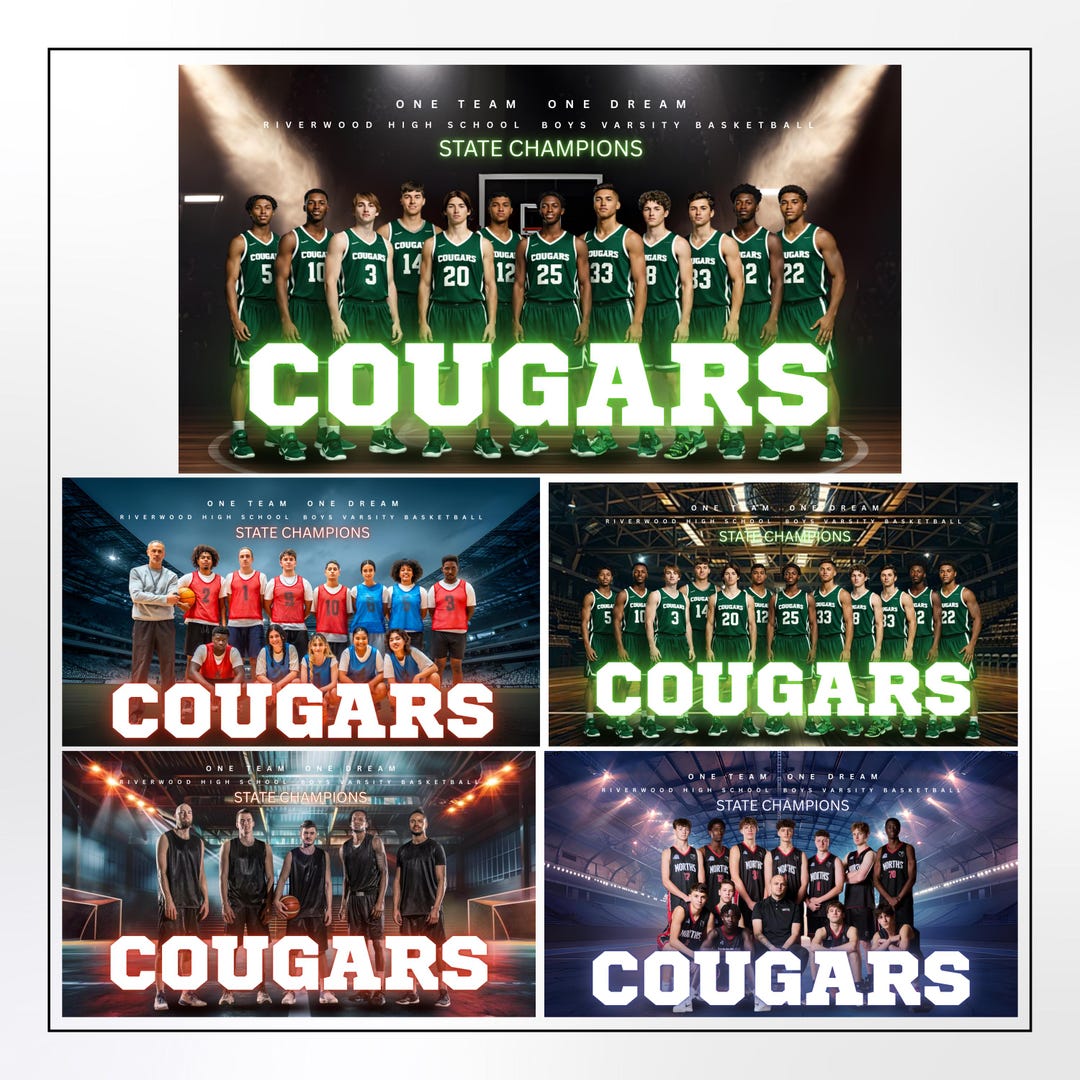 Sports Team Banner Template Bundle, Editable Canva Sports Poster ...