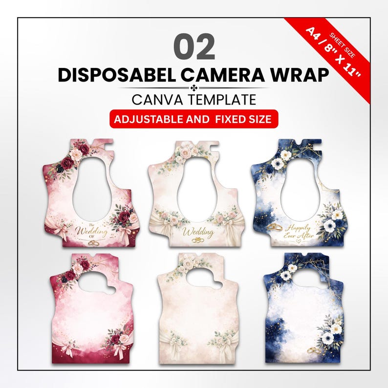 Disposable Camera Wrap Template Canva Editable, Film Camera Cover ...