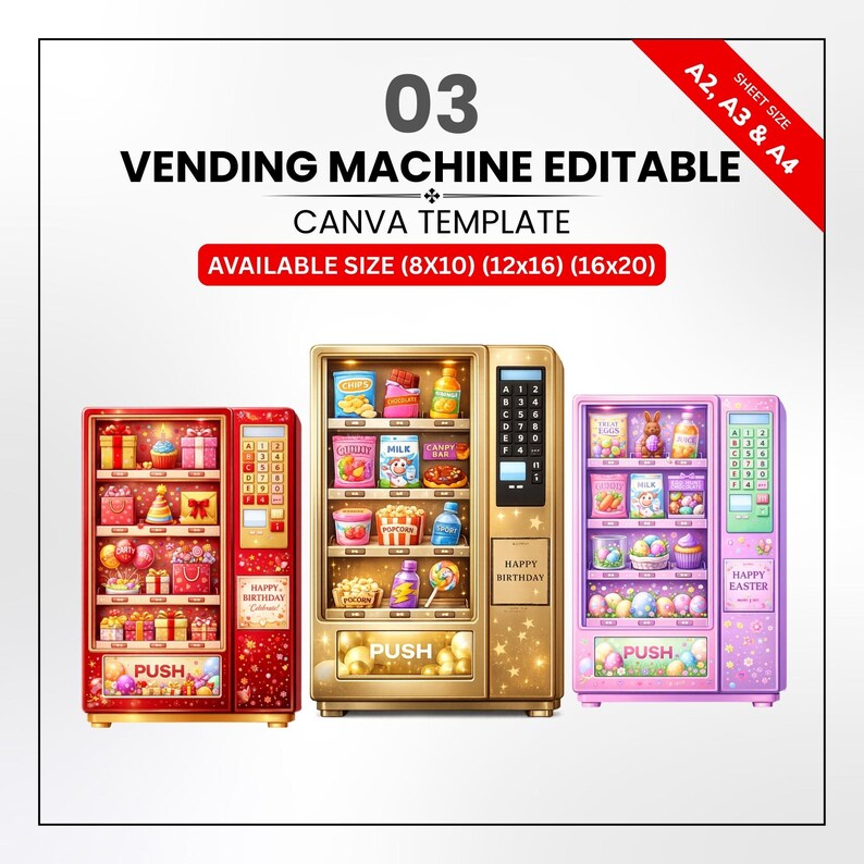 Editable Vending Machine Template Canva, Graduation Vending Machine Box ...