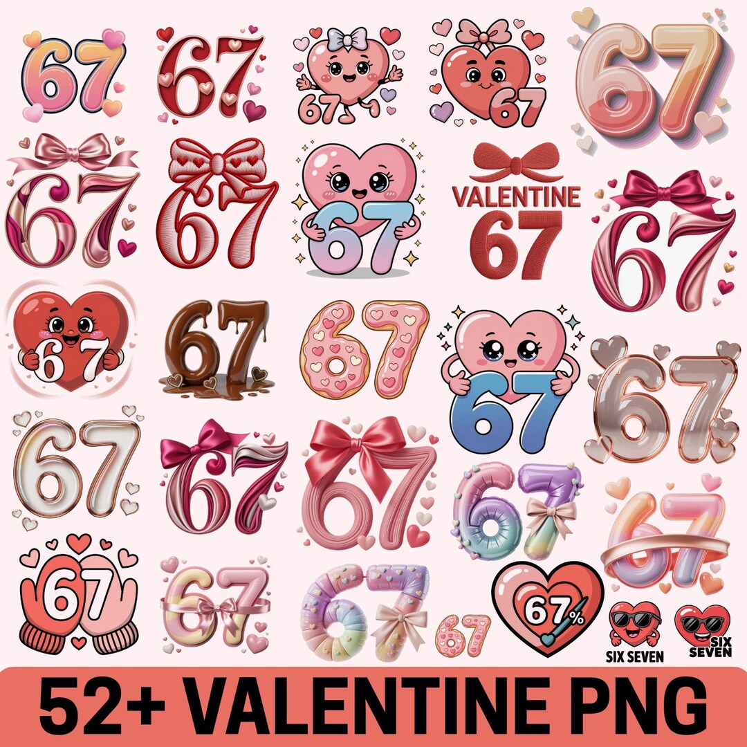 Valentine Numbers PNG Bundle 52 Plus Love Number Clipart 67 Valentine ...