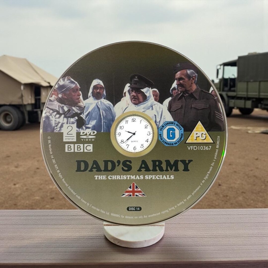 Dad's Army DVD Clock - Novelty Desktop Decor With Wooden Stand - Etsy
