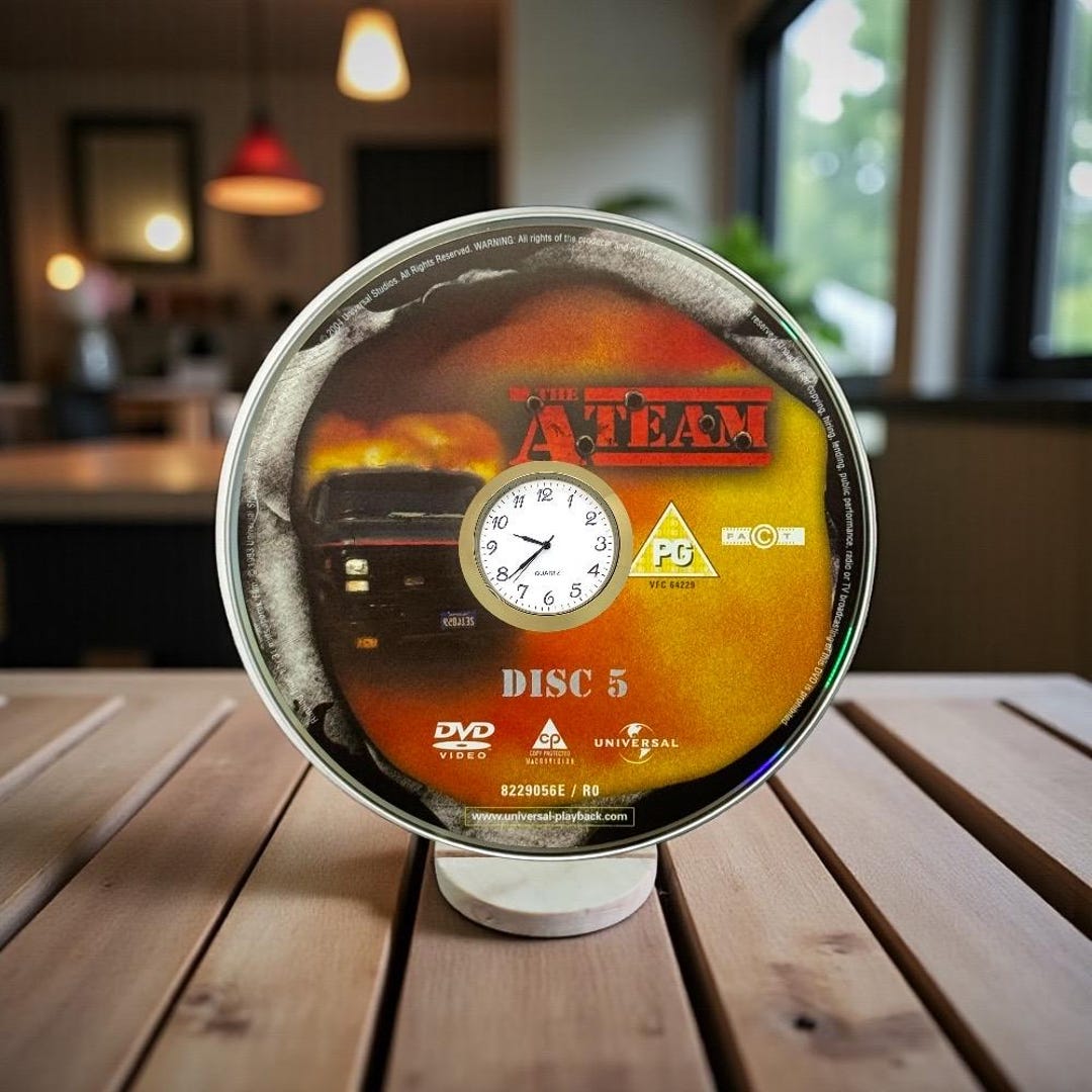 The A-team (5) DVD Clock – Handmade Desktop Decor With Wooden Stand - Etsy