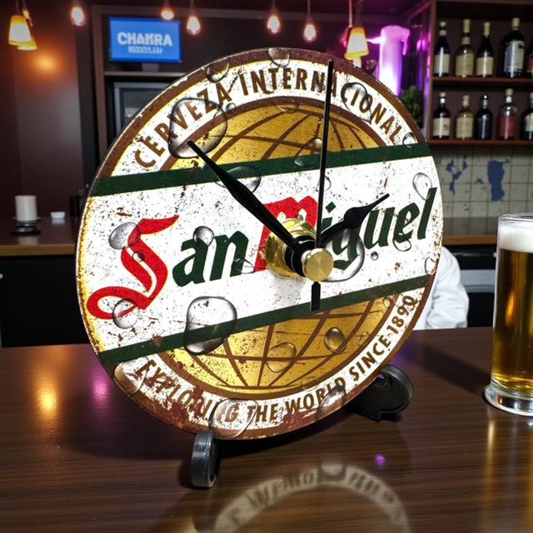 Wooden San Miguel Lager Desktop Clock With Display Stand and Battery - Etsy