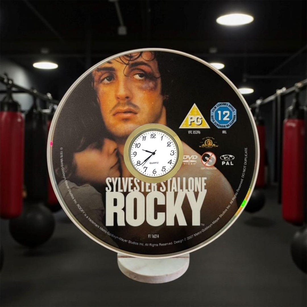 Rocky DVD Clock - Novelty Desktop Decor With Wooden Stand - Etsy