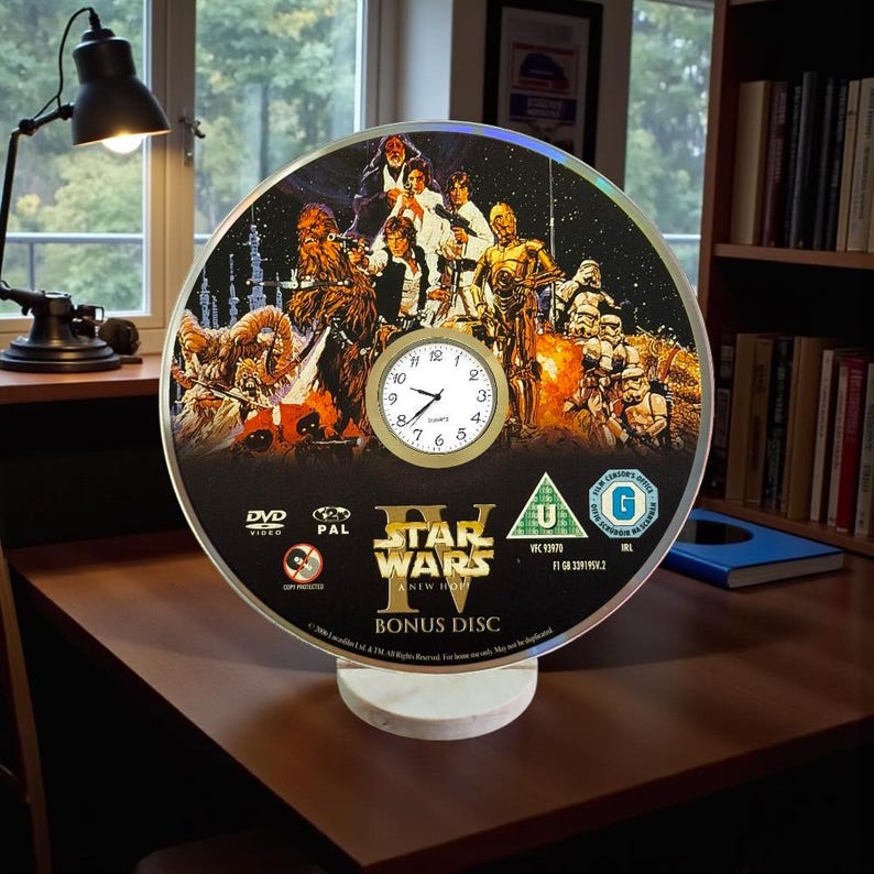 Star Wars A New Hope B/D DVD Clock - Novelty Desktop Decor With Wooden ...