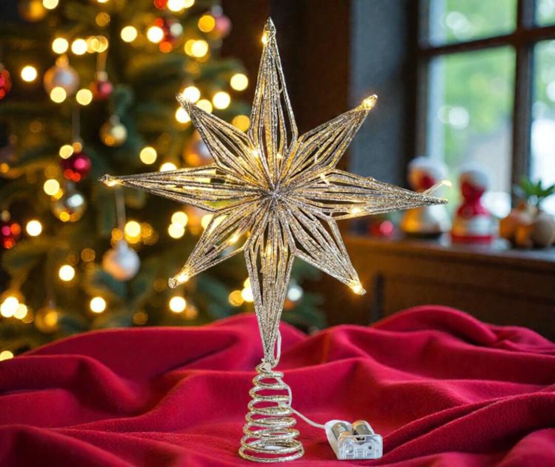 LED Star Tree Topper 8-point | Warm Glow Holiday Decoration | Festive ...