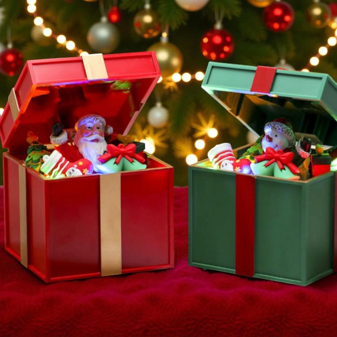 Light-up Christmas Gift Box Decor | Festive LED Surprise | Santa ...