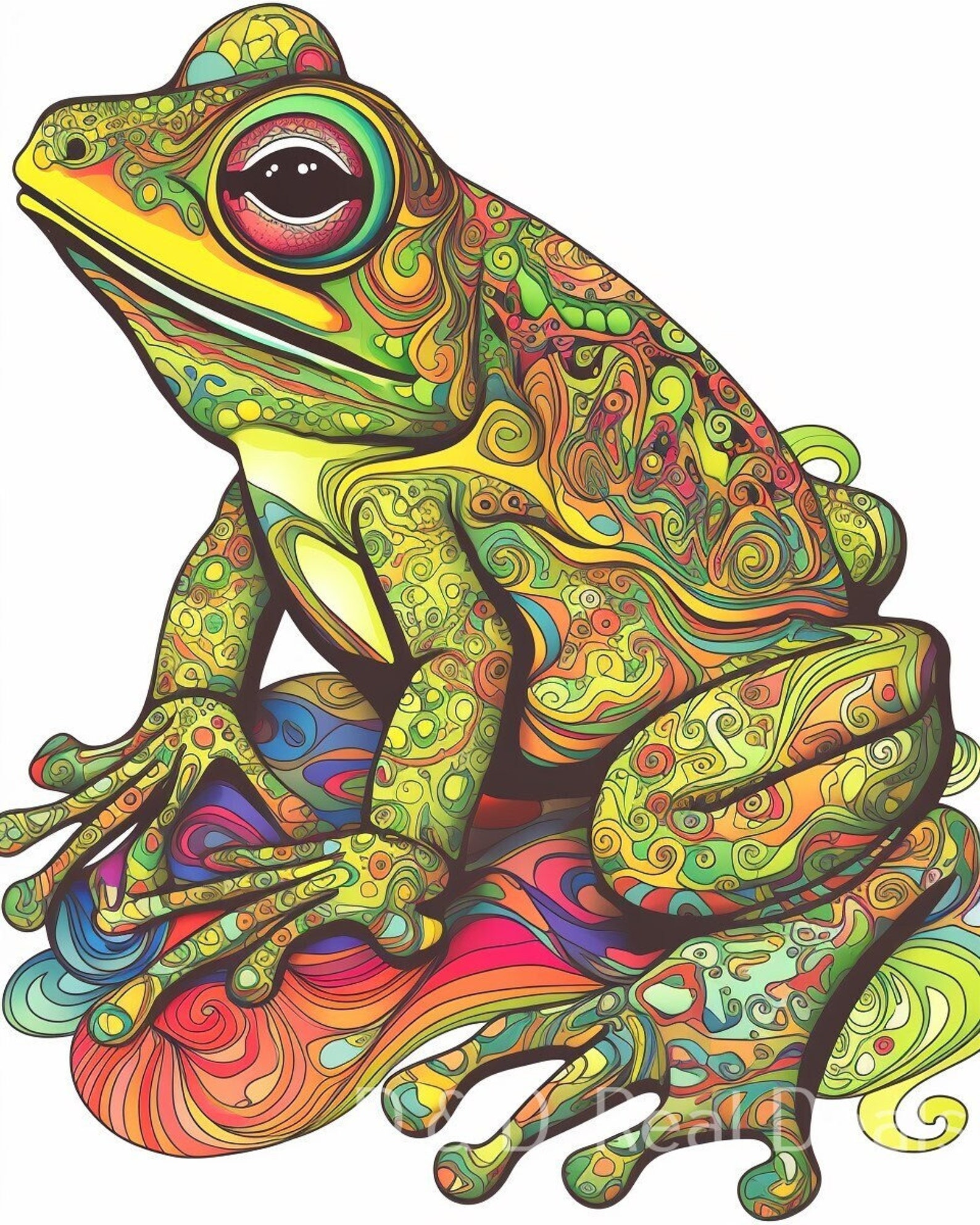 Colorful Psychedelic Frog Art Print 8x10 One of a Kind Art JPG 300 DPI ...
