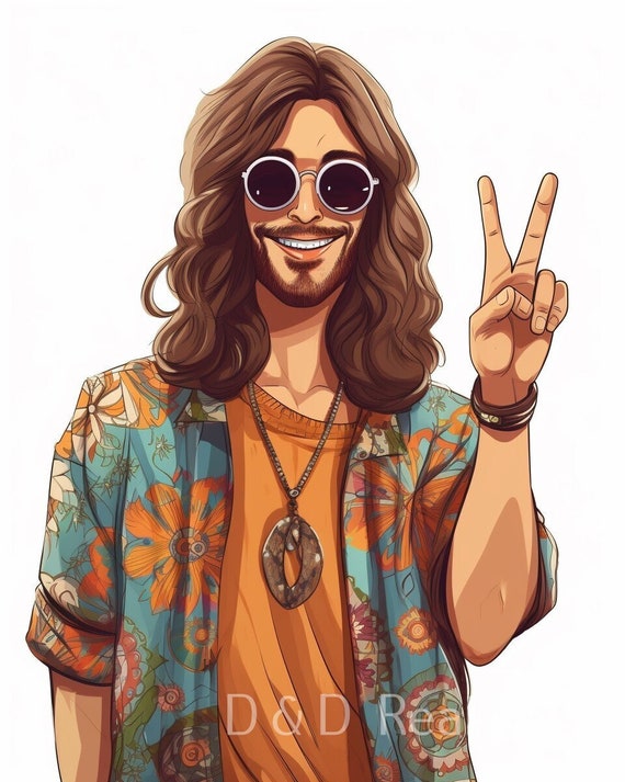 Hippie Giving Peace Sign