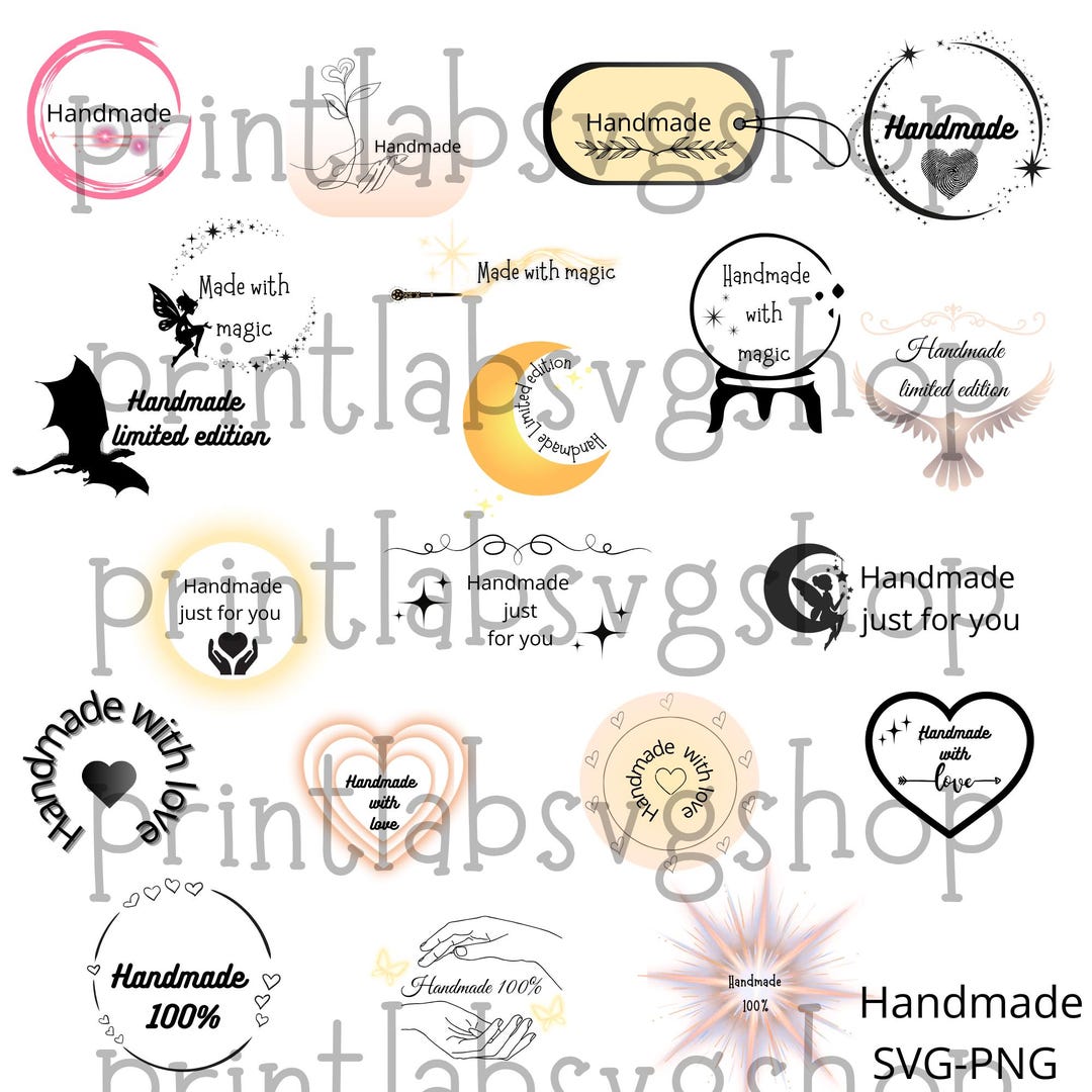 Handmade Sticker SVG Bundle | Handmade With Love Labels | Small ...