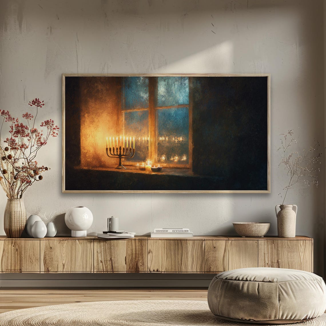 Hanukkah Window Lights – Warm Menorah Glow | Frame TV Art Digital ...