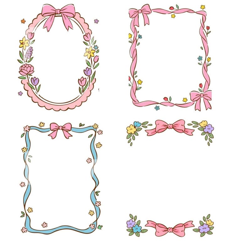 Easter Spring Frames Clipart Bundle: Watercolor Floral Borders (14 Pngs ...
